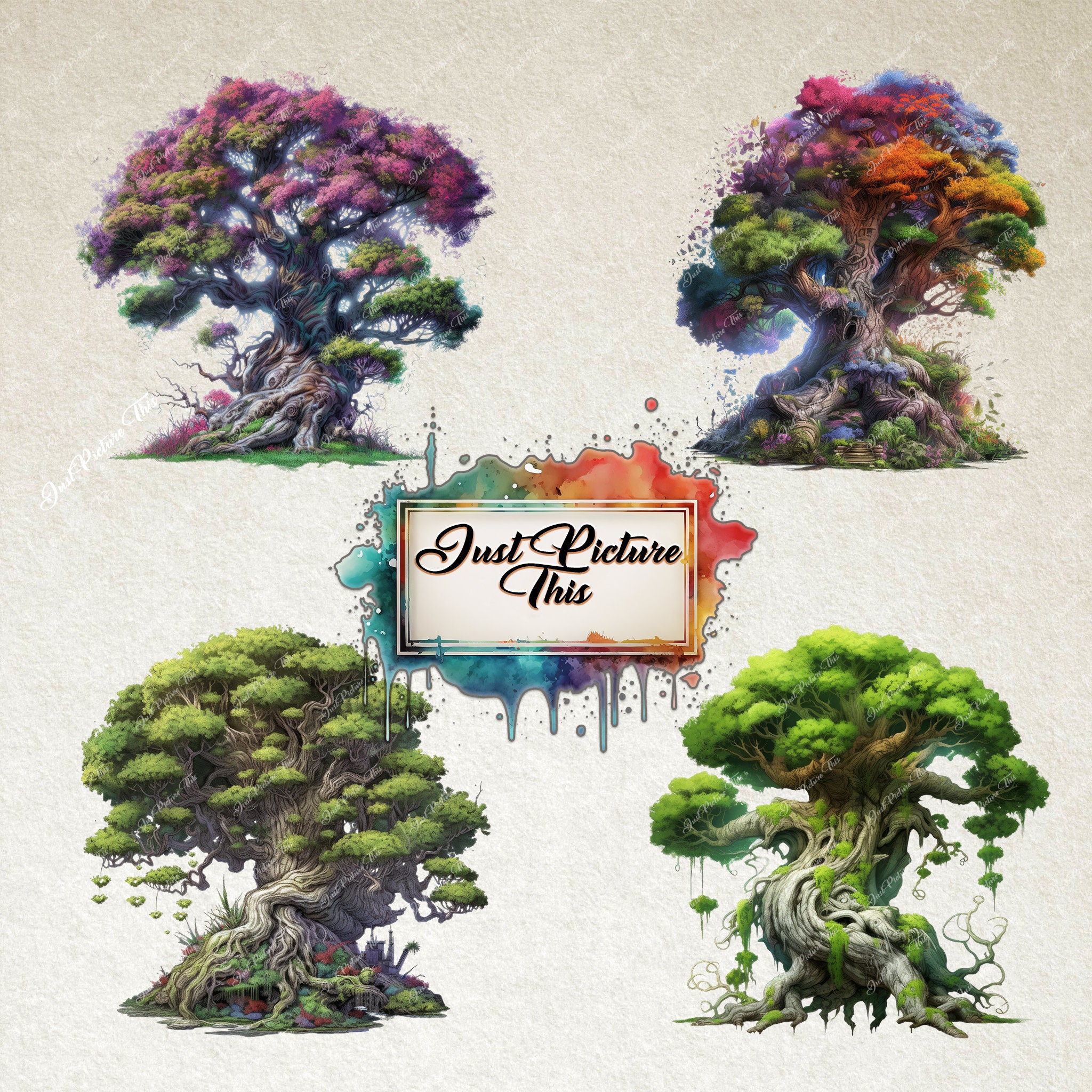 Tree Clipart Magical Fantasy Trees Enchanted Forest Graphics - Etsy