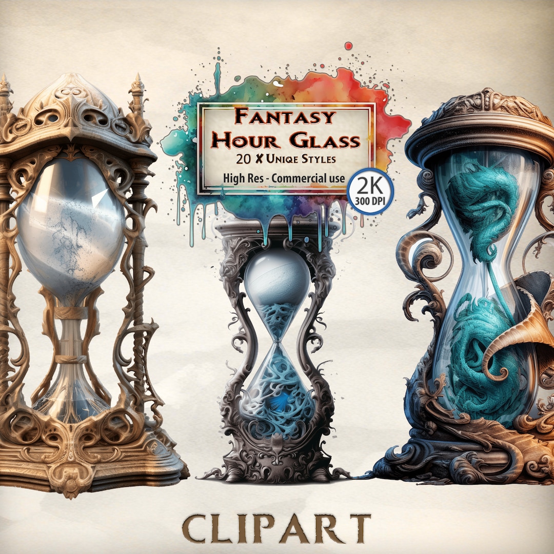Hour Glass Clipart Fantasy Gothic Style Timepiece Illustrations ...