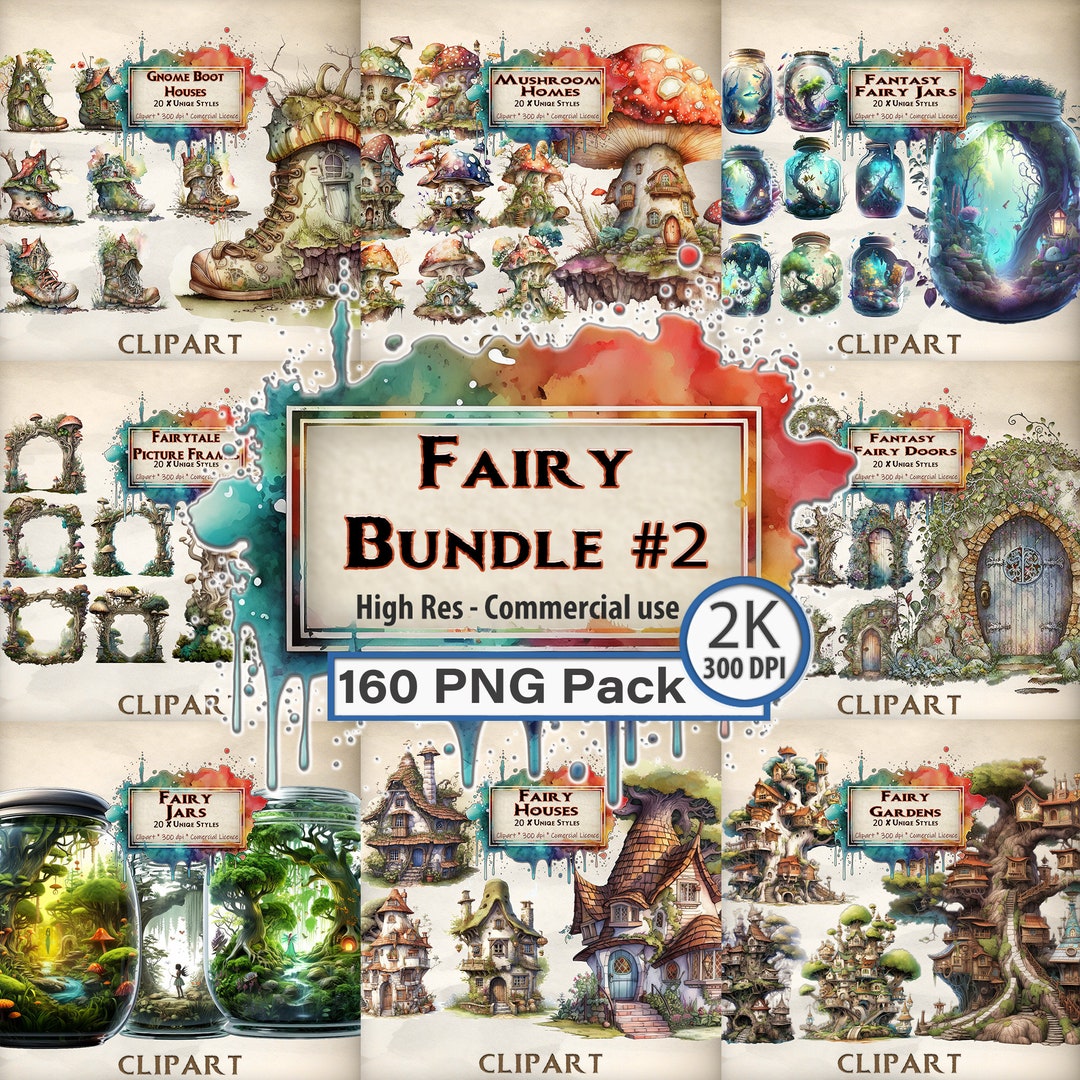 Fairy Clipart Bundle Massive Fairies PNG Commercial Pack Mushroom ...