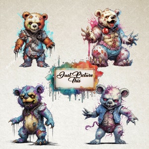 Teddy Bear Clipart Zombie Cute Toy Halloween Illustrations Playful ...