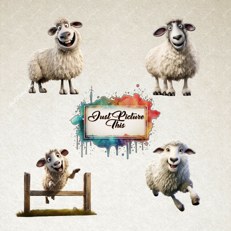 Cute Sheep Clipart Bundle, Farm Animal PNG Graphics (commercial Use) - Etsy
