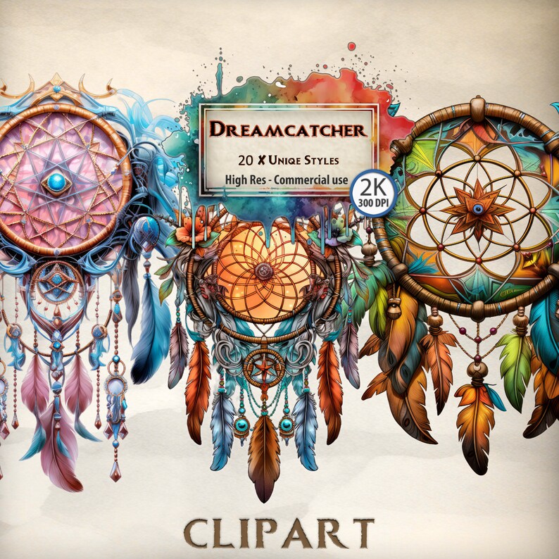Dream Catcher Clipart: Native American Bohemian PNG Graphics - Etsy