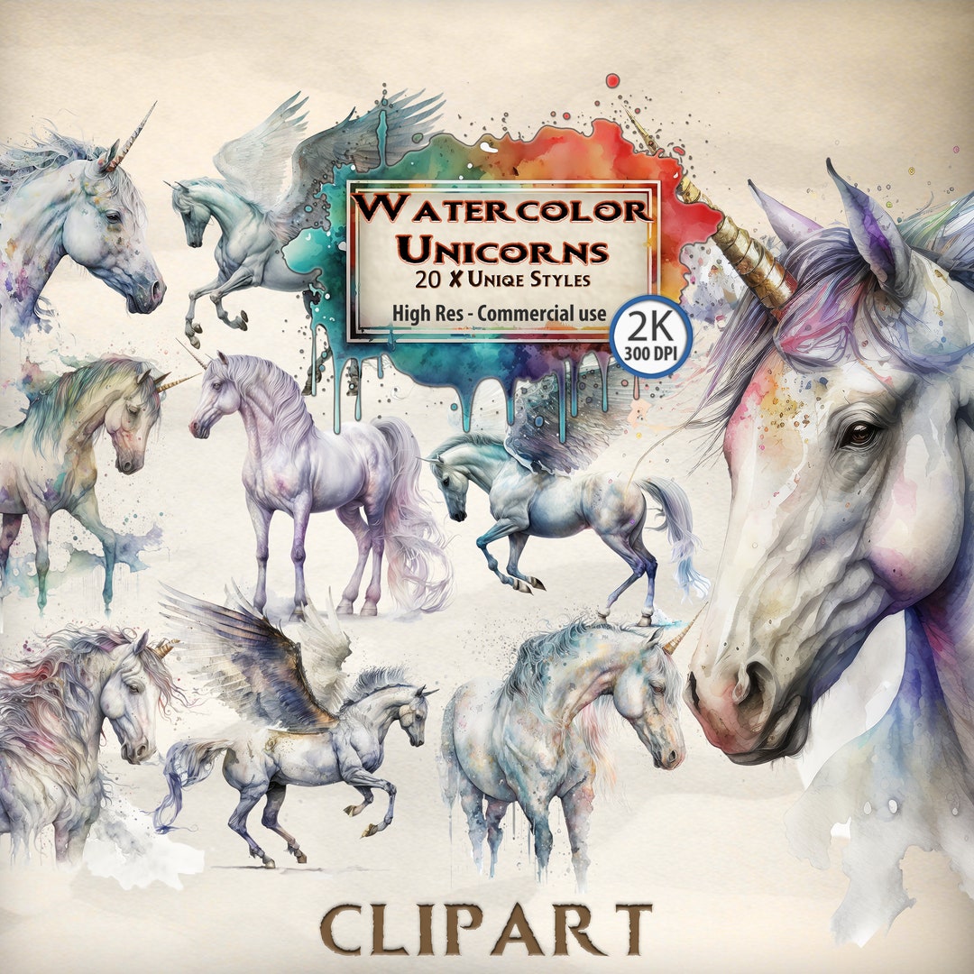 Unicorn Clipart Unicorn Head Clipart Bundle Rainbow Unicorn Fantasy ...