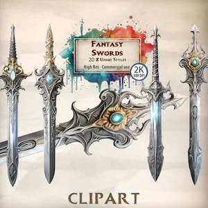 Fantasy Sword Clipart: Enchanted Knight Graphics (PNG Files) - Etsy