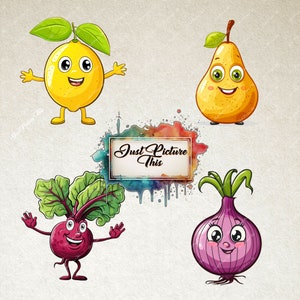 Children's Fruit & Veg Clipart Bundle: Cute and Colorful Illustrations ...