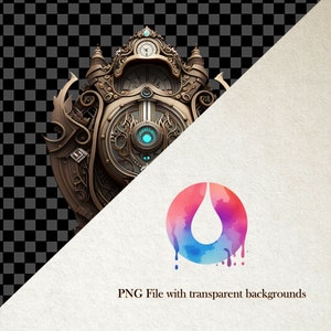 Fantasy Clocks Clipart Bundle Detailed Steampunk Clock Stylized PNG ...