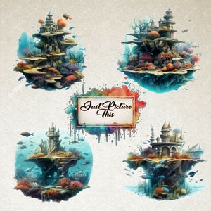 Sea Castle Clipart Under the Sea Palaces Mermaid House Ocean Sandcastle ...