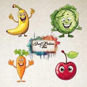 Children's Fruit & Veg Clipart Bundle: Cute and Colorful Illustrations ...