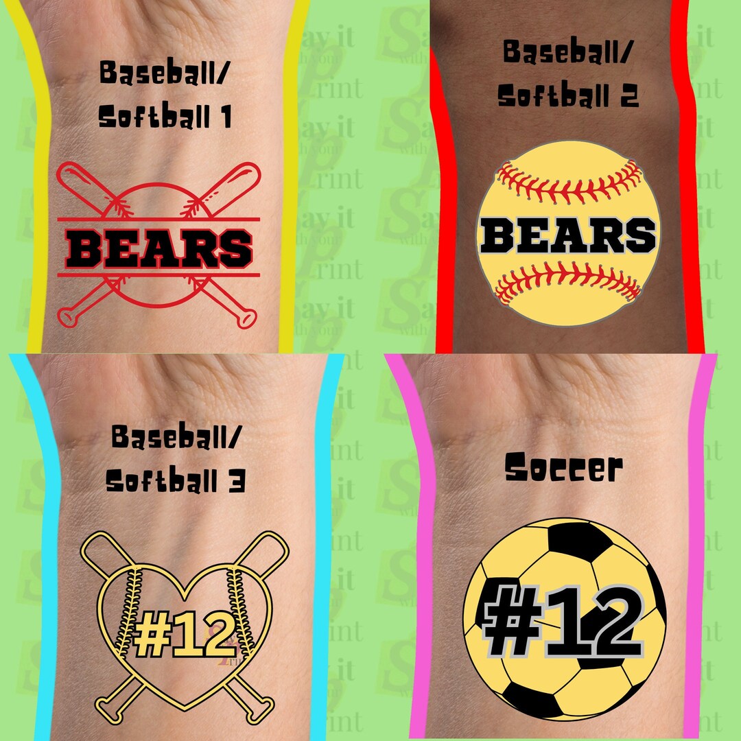 Custom Sports Tattoo Favor, Team Eye Black, Baseball Tattoo, Volleyball ...