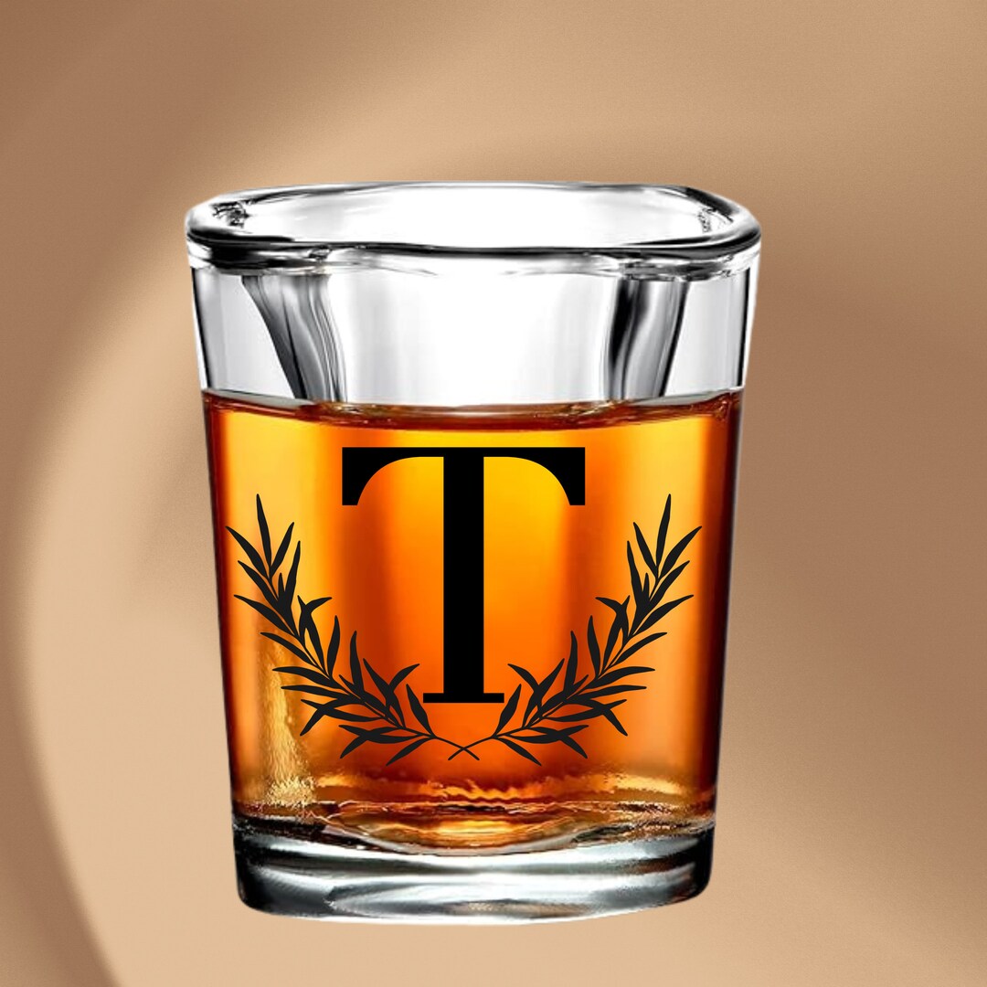 Custom Monogram Shot Glasses, Custom Black Minimalistic Glass With ...