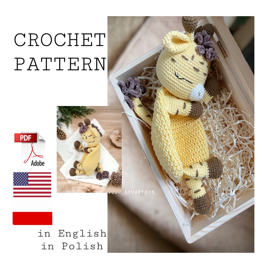Crochet Giraffe Security Blanket Pattern, Toro Toy (PDF English Polish ...