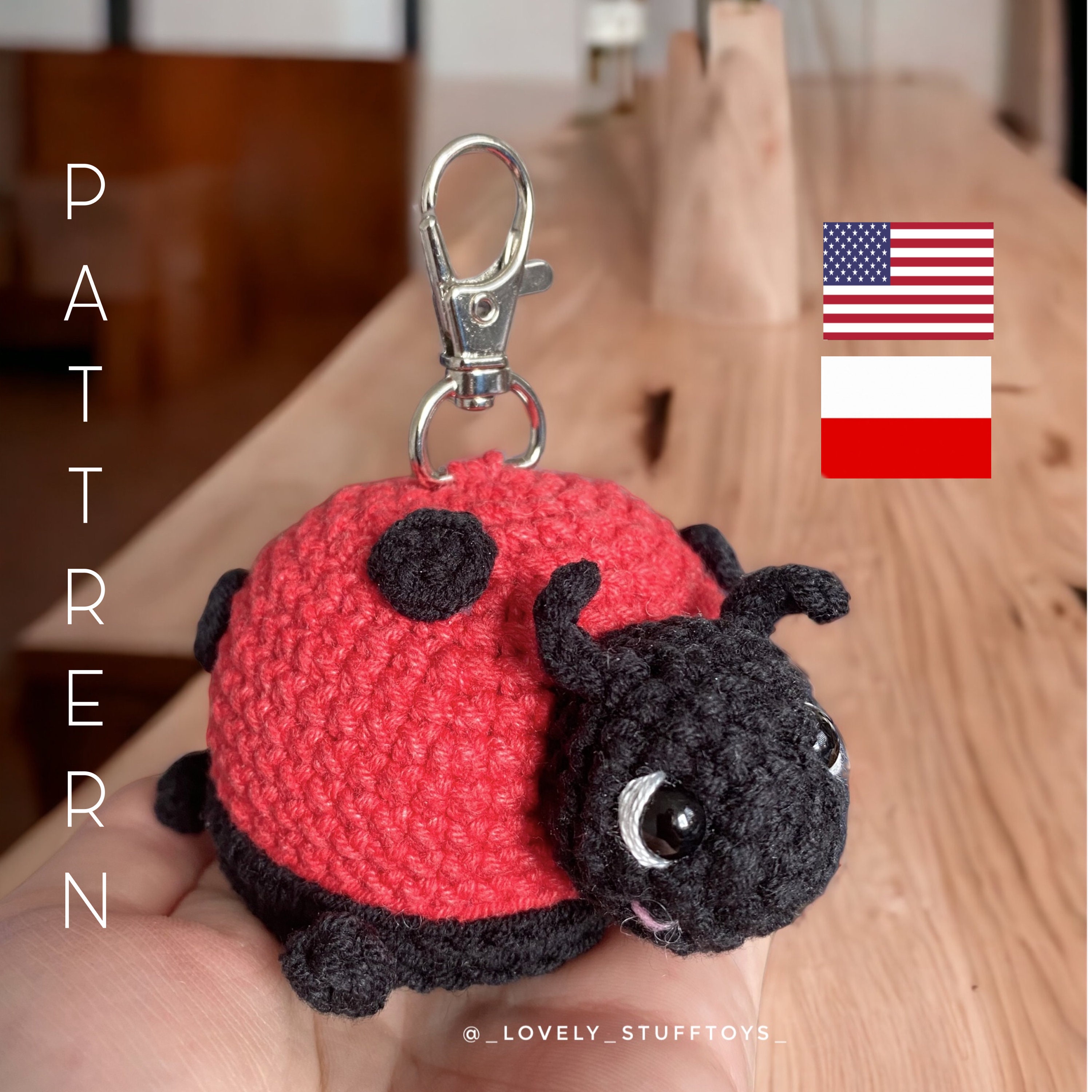 Ladybird Keychain Crochet Pattern Amigurumi Keyring Backpack - Etsy