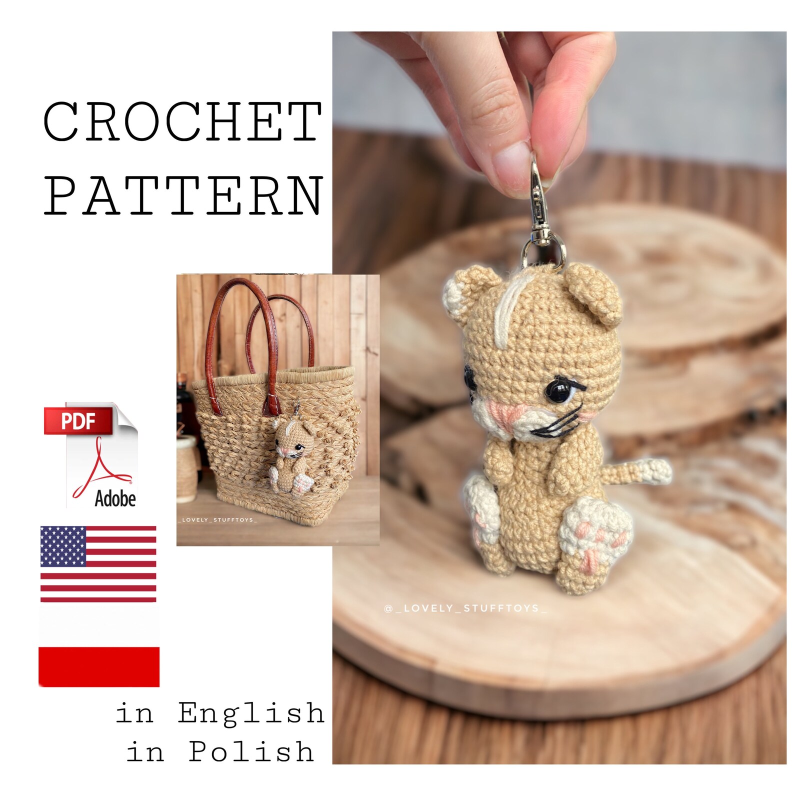Crochet Cat Keychain Pattern, Amigurumi Kitten (PDF Pattern) - Etsy