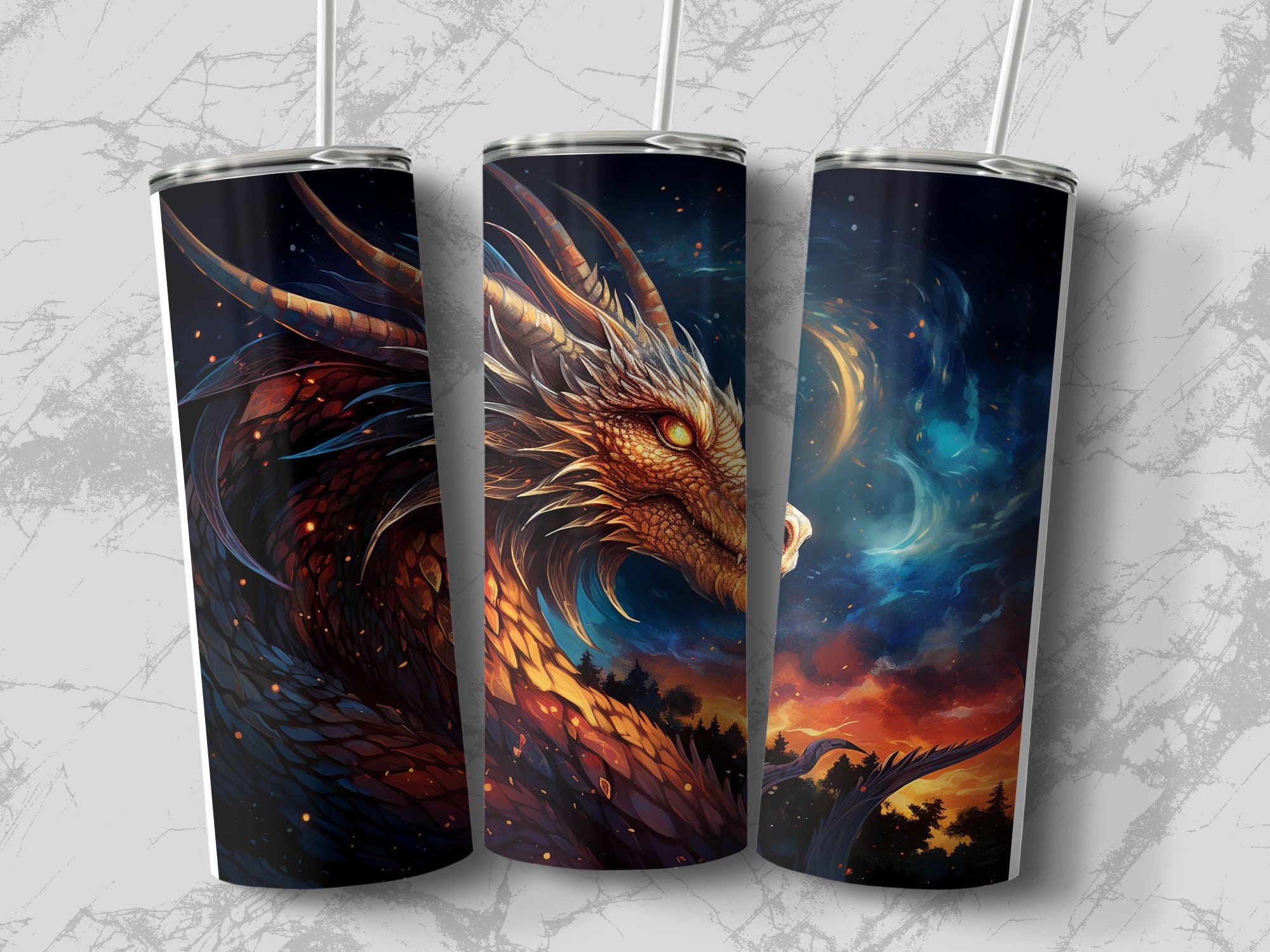 Dragons of Majesty & Mystery: Sublimation Wrap for 20oz Tumblers Dive ...