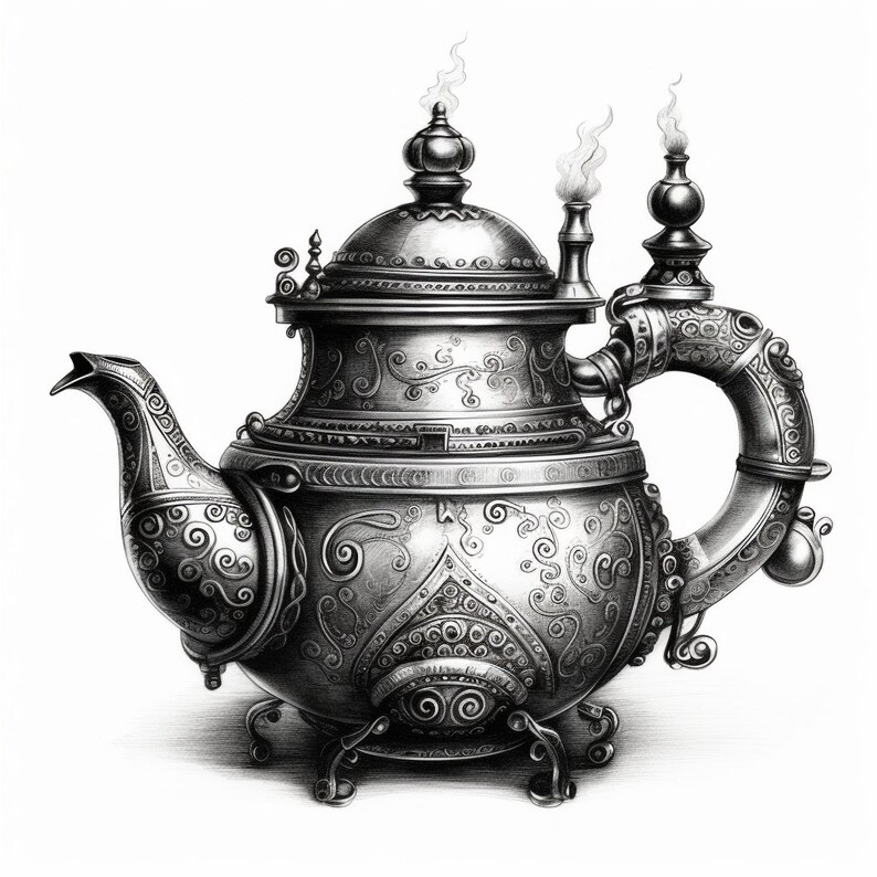 Victorian Steampunk Tea Service Graphics Antique Tea Designs - Etsy