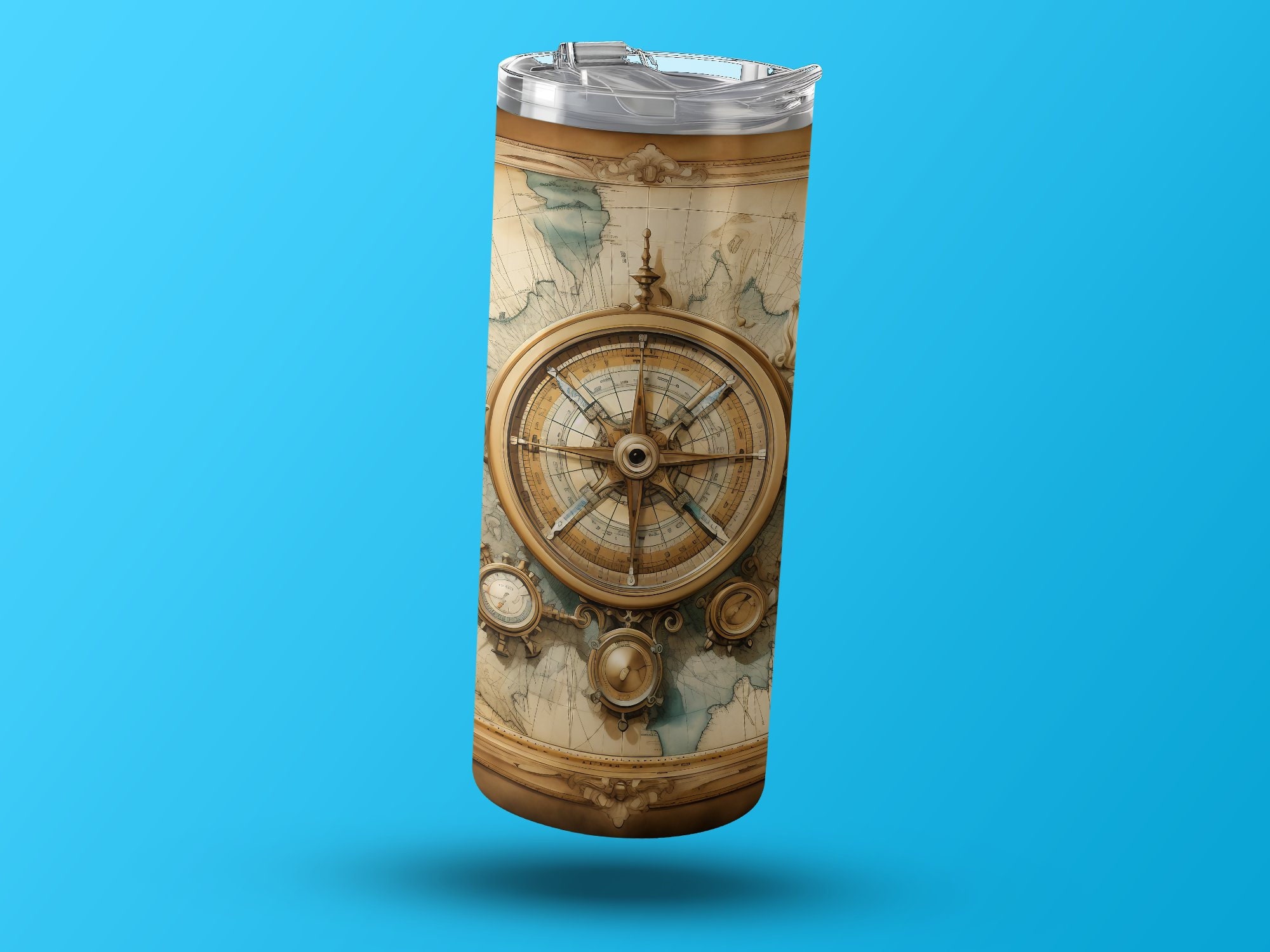 Age of Exploration: Detailed Ancient Map and Landmarks Tumbler Design ...