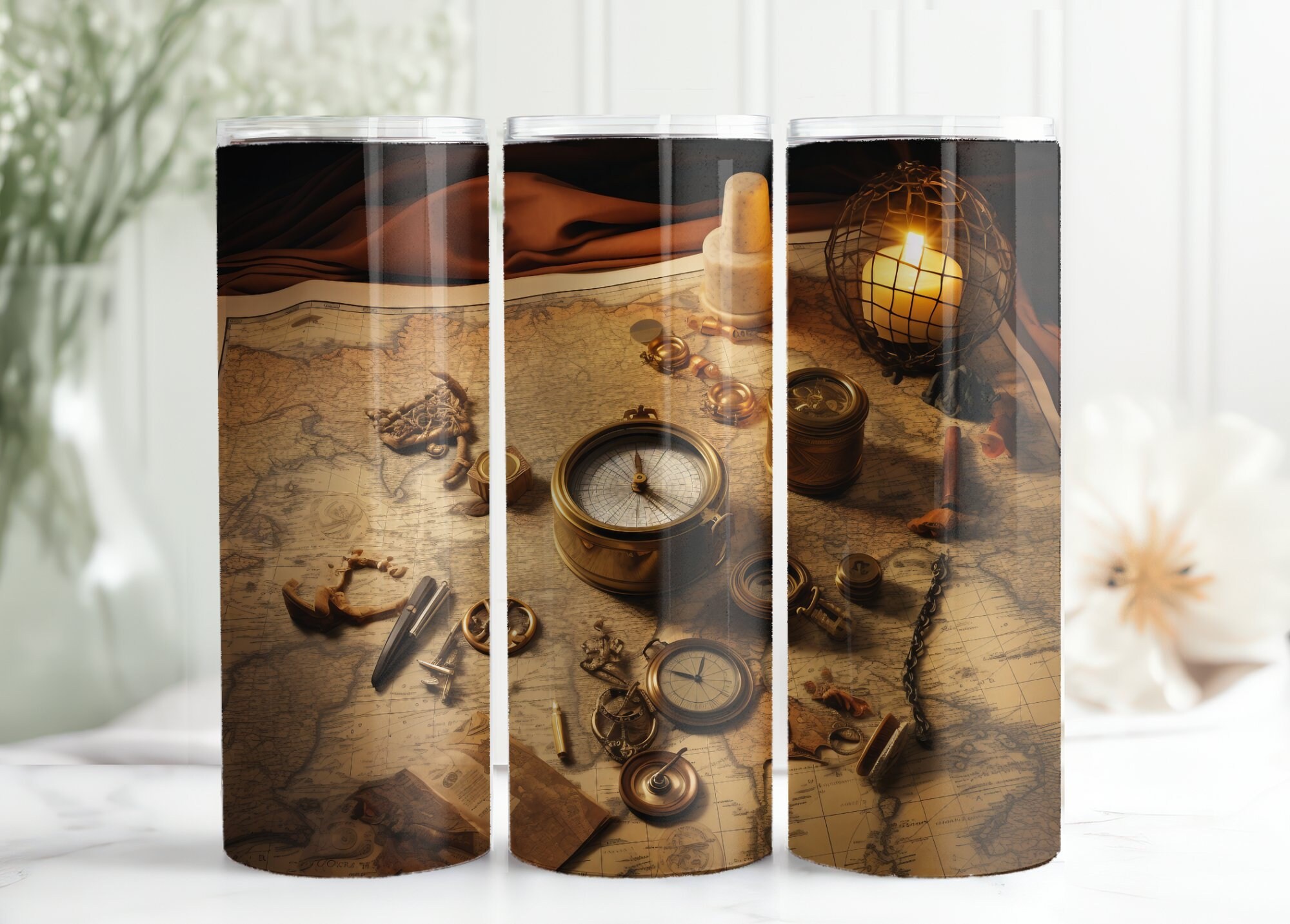 Historical Odyssey: Maritime Exploration Inspired Tumbler Design 20oz ...