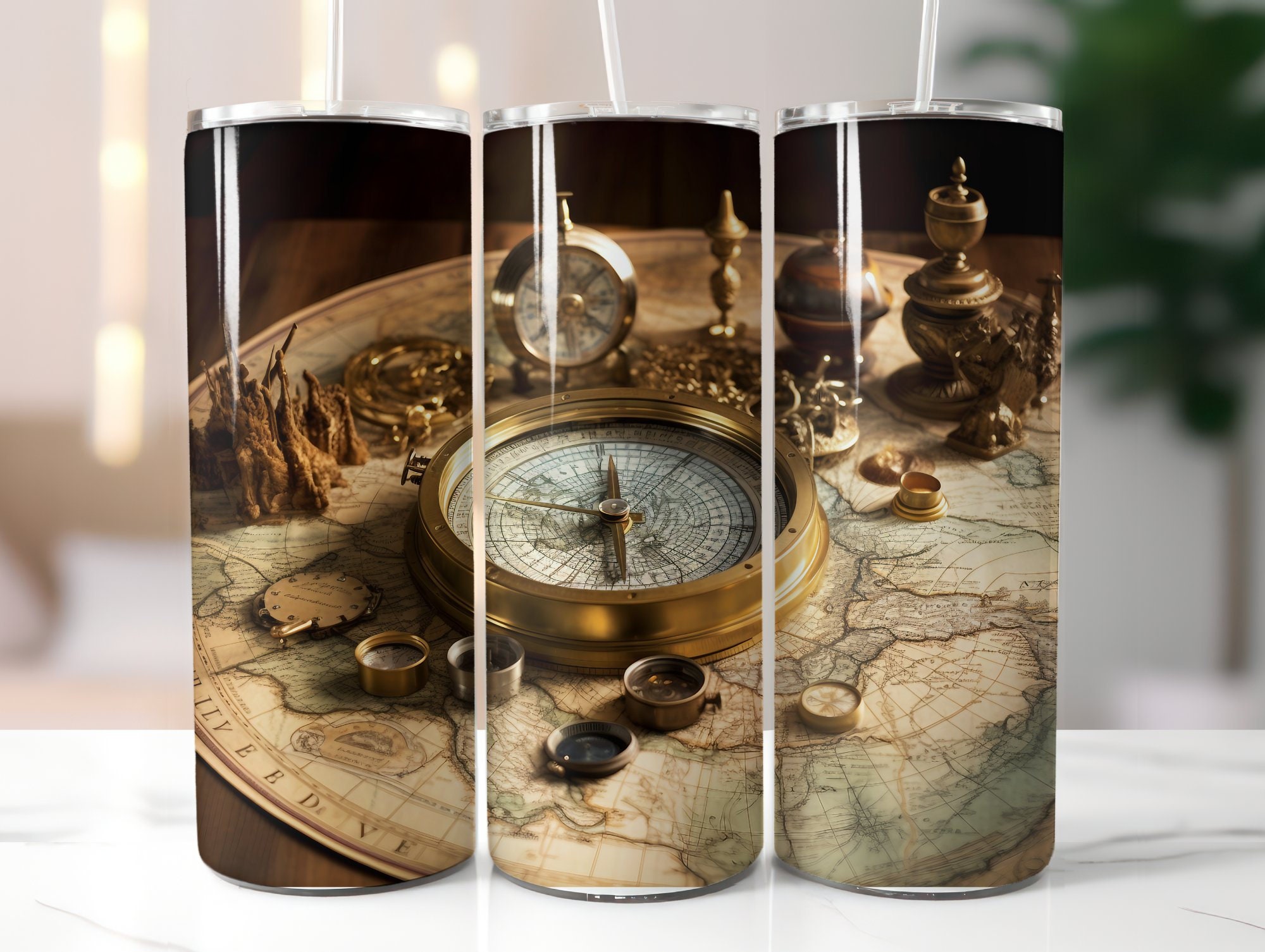 Old-world Voyage: Nostalgic Cartography Artwork on 20oz Tumbler Wrap - Etsy