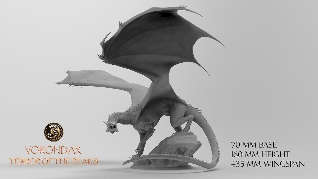 Vorondax, Terror of the Peaks 160x435mm CR15 Incl. Stat Sheets and Maps EN 3D Printed Tabletop ...