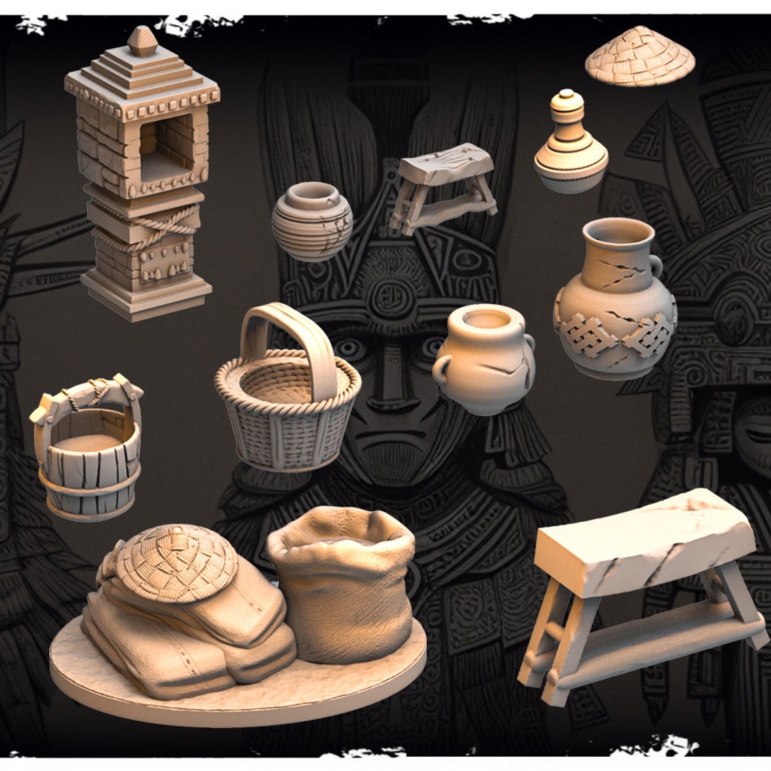 Old Market Set 2 32 Mm Scaling Role Play Accessories Terrain TTRPG Prop ...