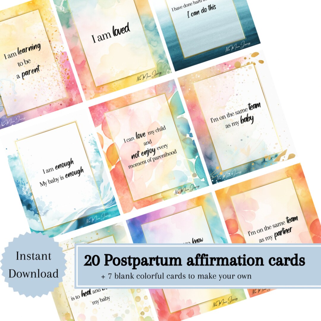 20 Printable Postpartum Affirmations - New Mama Powerful Thoughts - Etsy