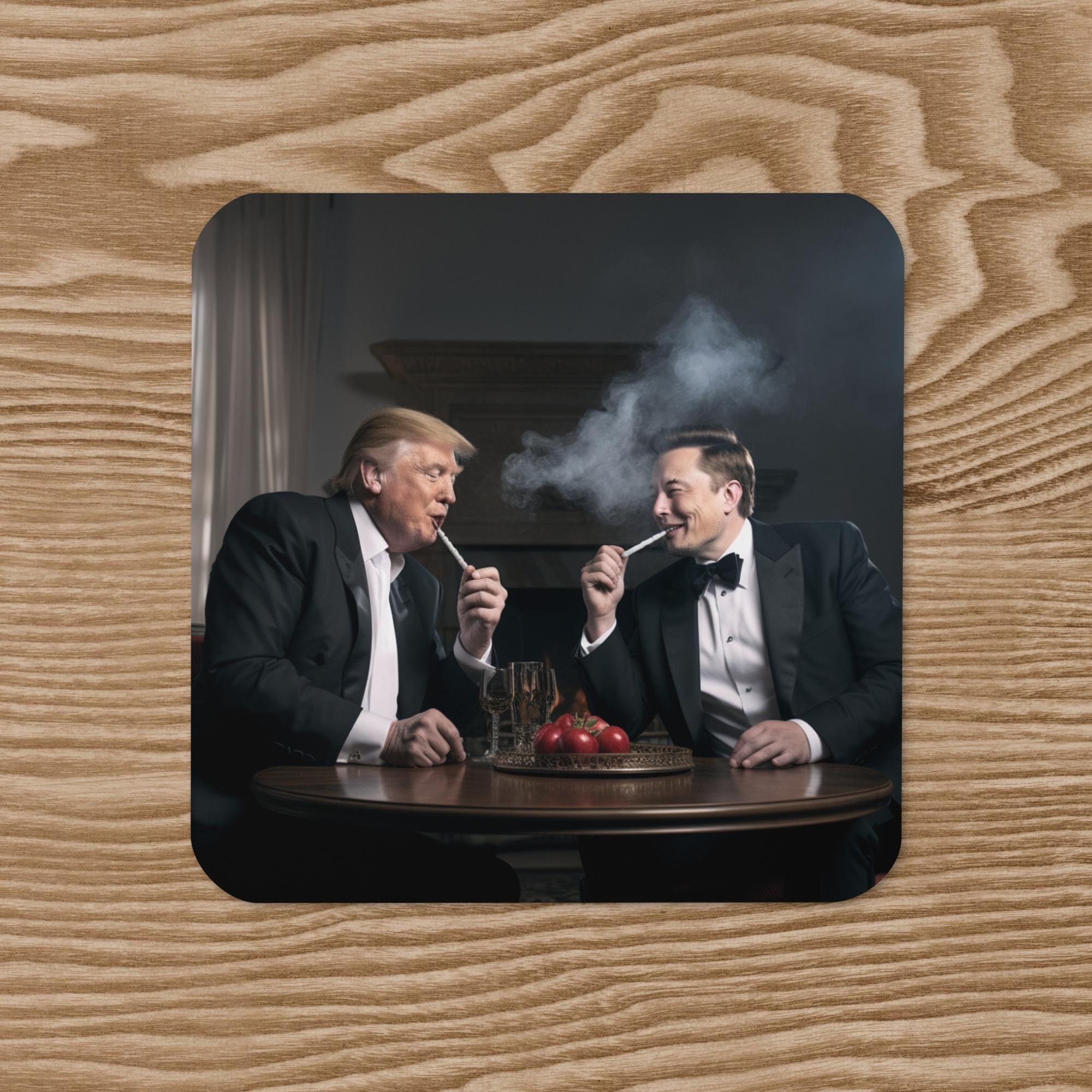 Donald Trump and Elon Musk Coaster | MAGA & Twitter Cork-back Coaster ...