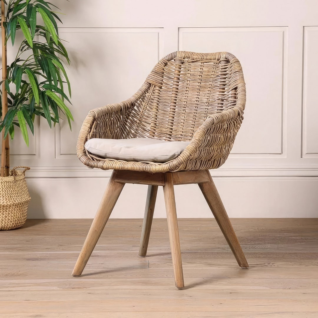 Woven Rattan Desk Chair Modern Home Decor Lounge Chair Rattan Patio ...