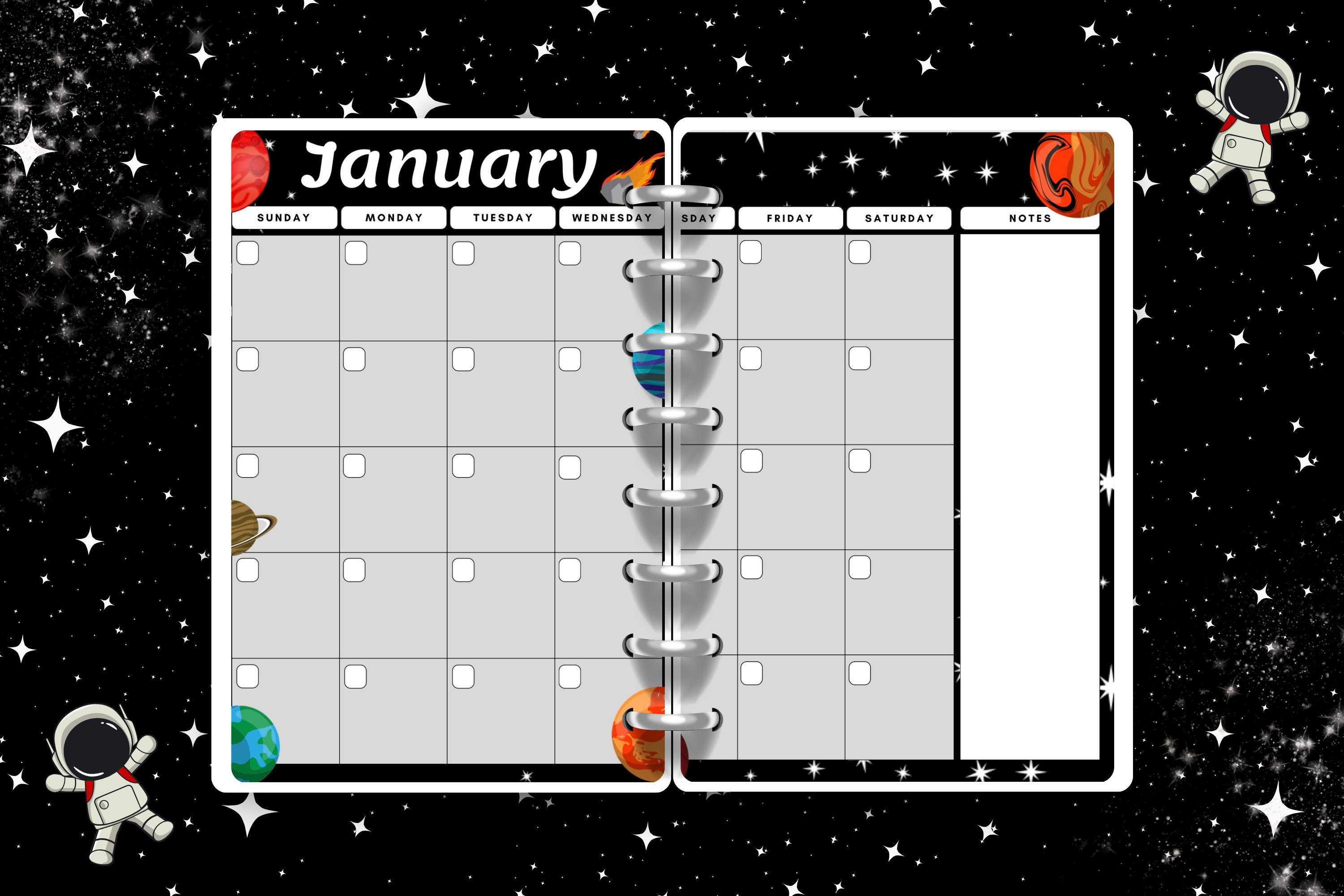 Galaxy/solar System 2024 Planner-calendar Perfect for All - Etsy