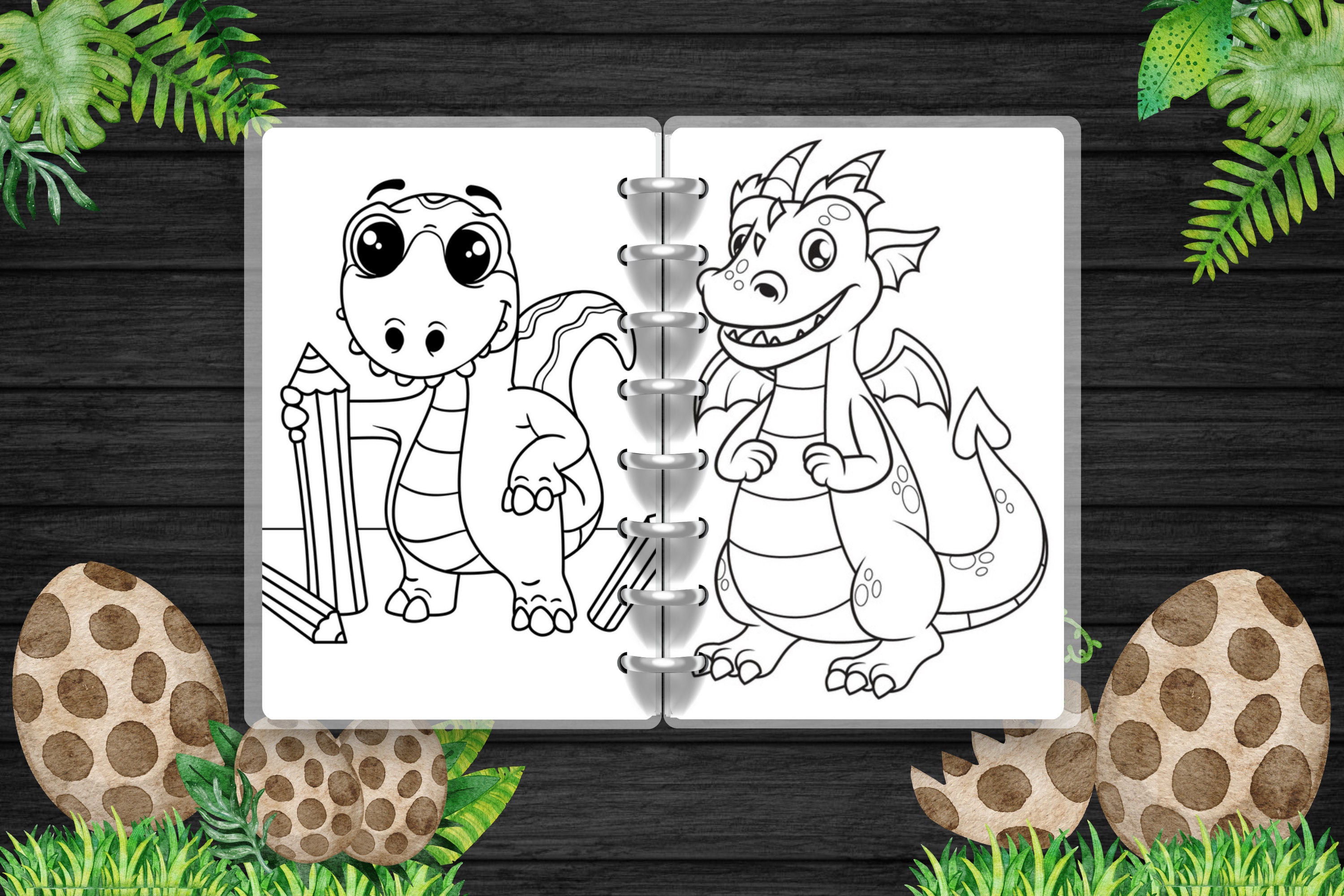 Dinosaur Themed 2024 Planner, Includes Coloring Pages, Monthly Calendar ...