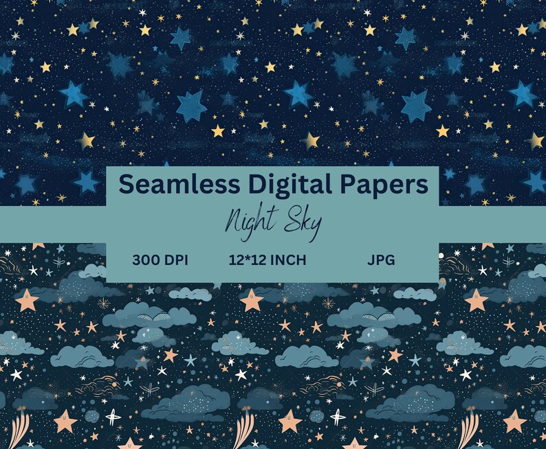 Seamless Stars in the Night Sky Digital Paper for Printing - Etsy