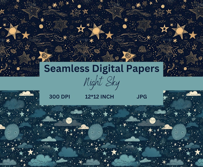 Seamless Stars in the Night Sky Digital Paper for Printing - Etsy