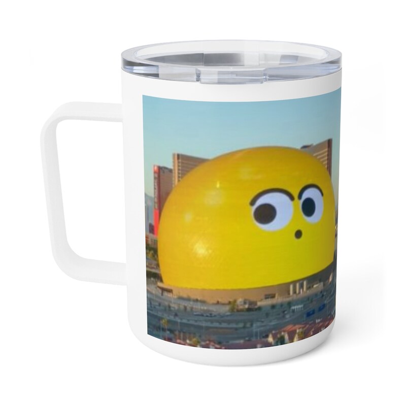Las Vegas Sphere Wide Eyed Emoji Insulated Coffee Mug, 10oz Las Vegas ...
