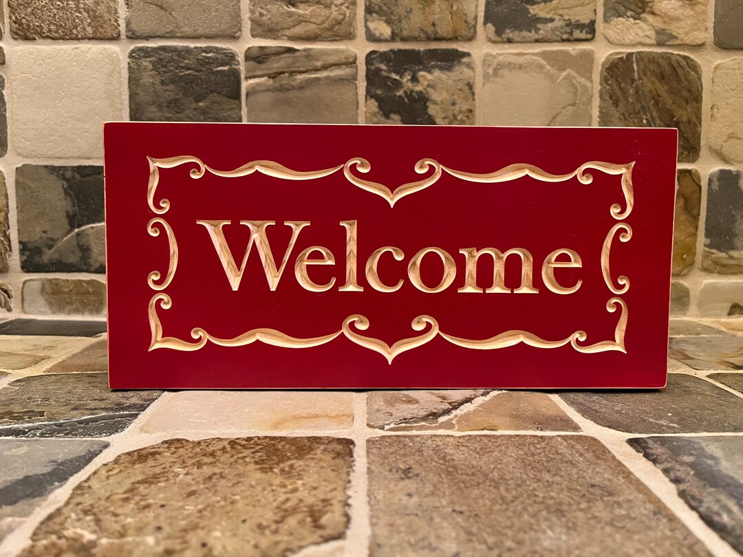 Antique Red- Wooden Welcome Sign - Etsy