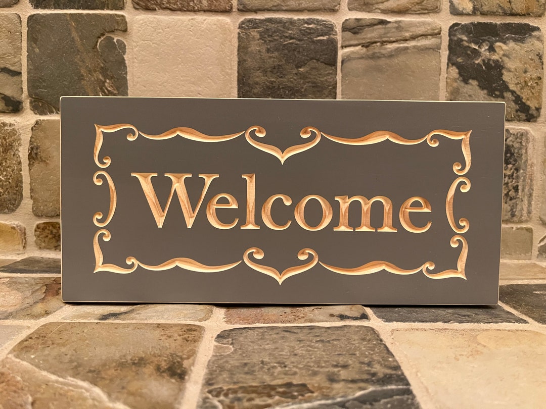 Gray- Wooden Welcome Sign - Etsy