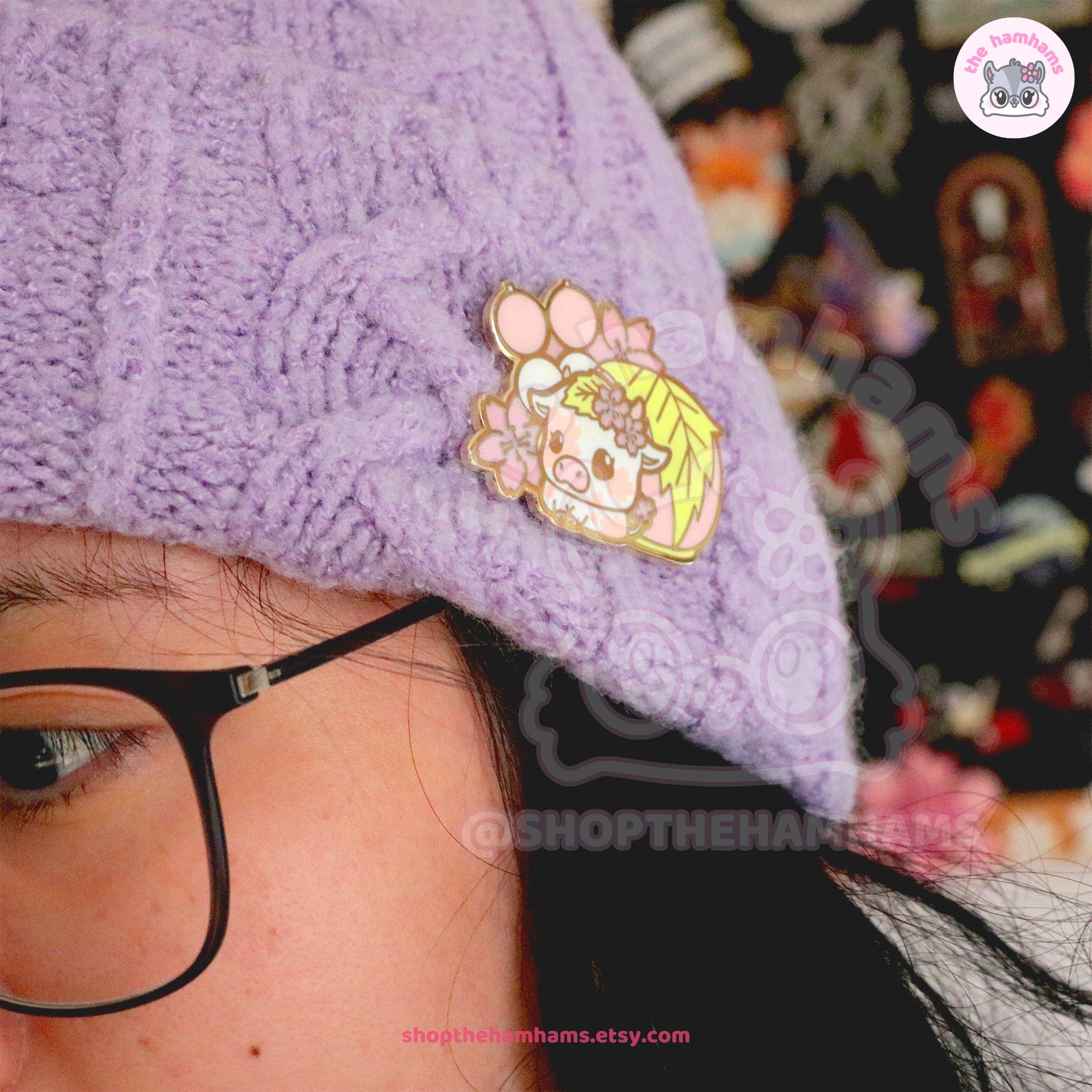 Sakura Mochi Cherry Blossom Cow Kawaii Cute Enamel Pin, Kawaiicore ...