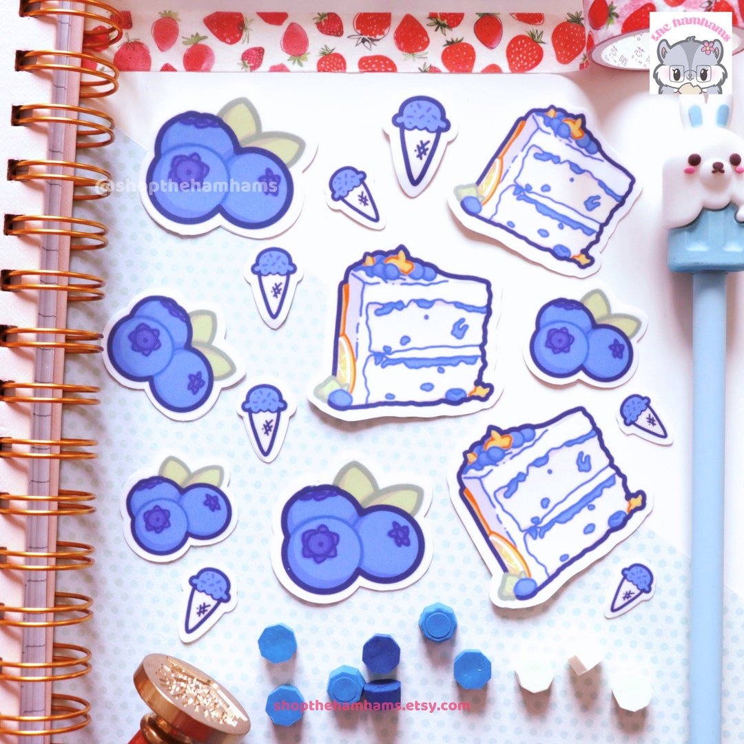 Blueberry Cake Sticker Pack Cottagecore Stickers, Harajuku Kawaii ...