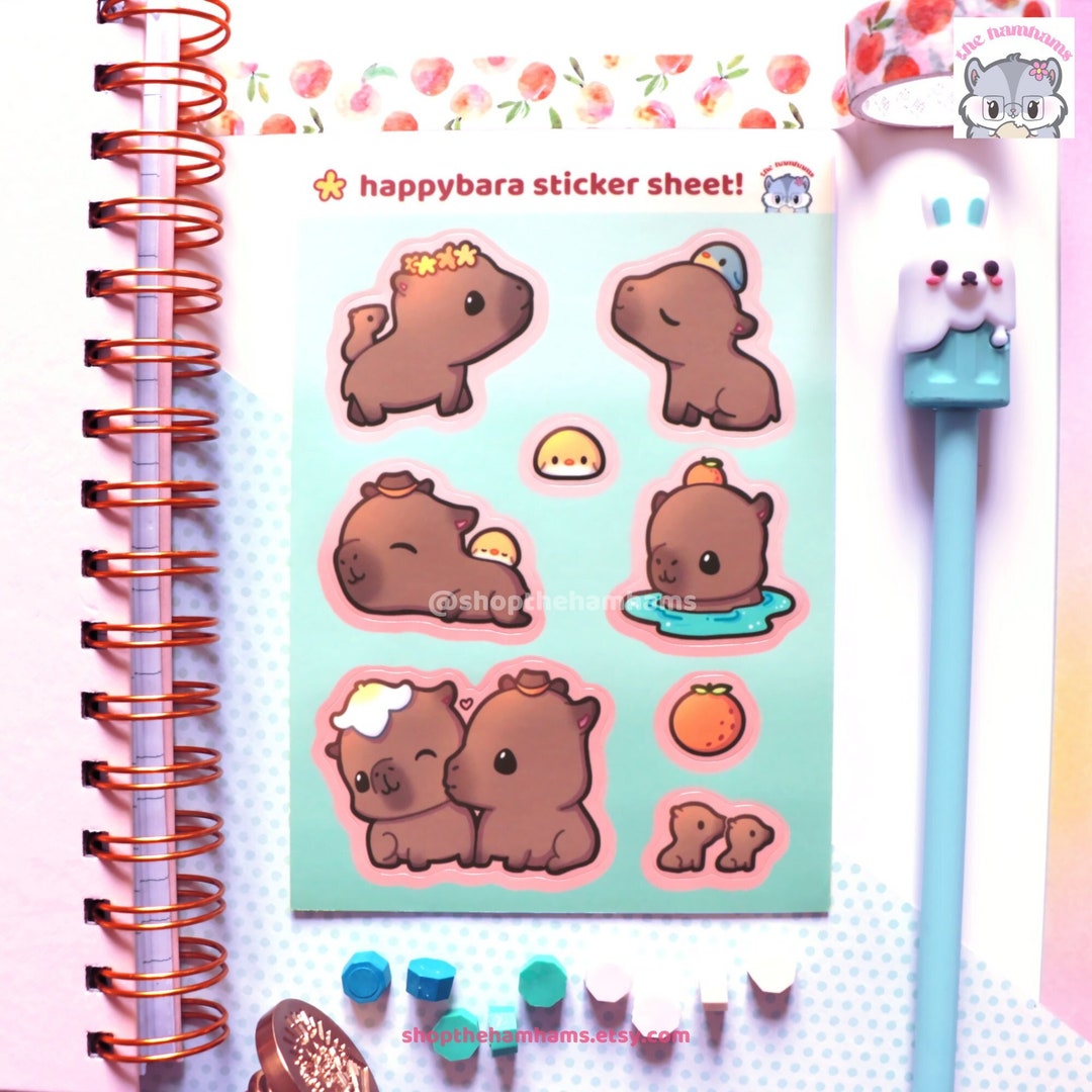Capybara Sticker Sheet Cottagecore Stickers, Harajuku Kawaii Sticker ...