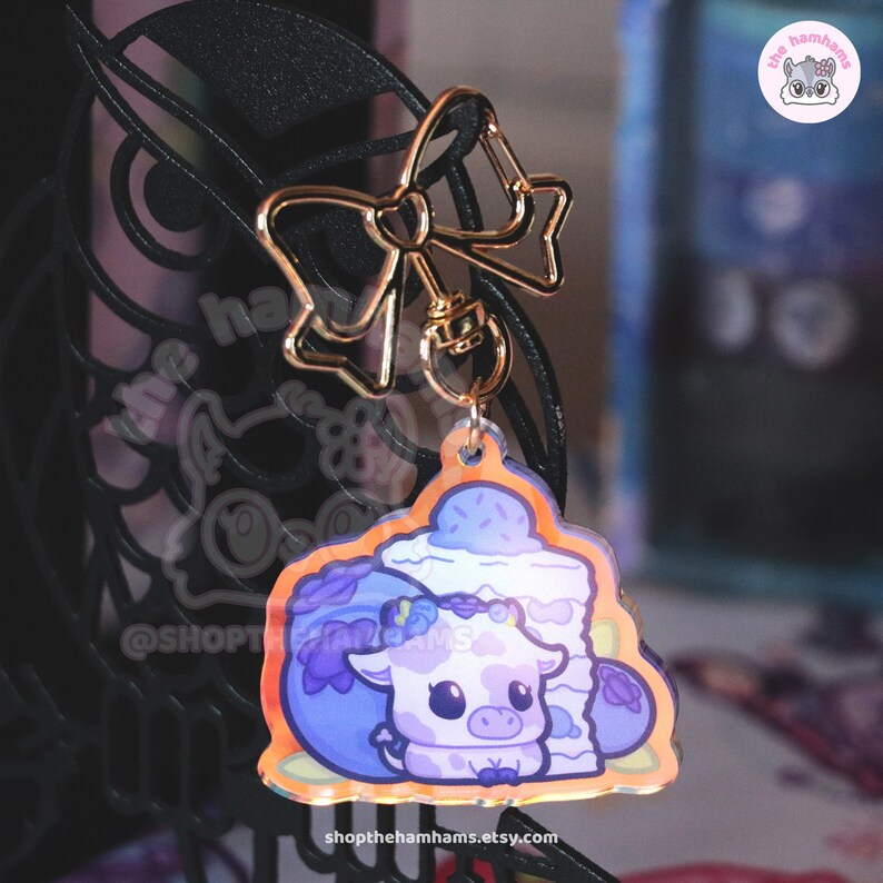 Blueberry Cow Kawaii Acrylic Keychain, Cute Cow Charm, Ita Bag Keychain ...