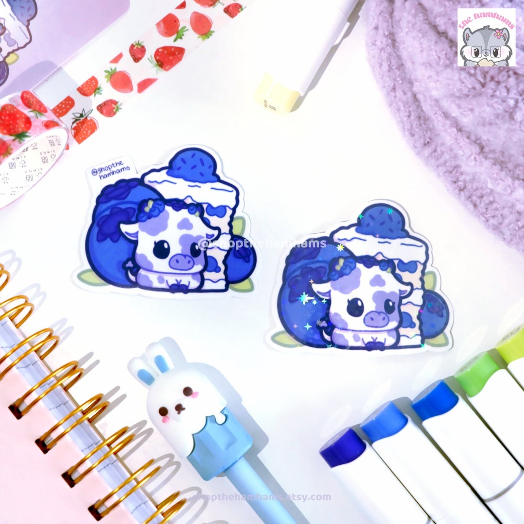 Blueberry Cow Sticker Blueberry Cake Cottagecore Stickers, Harajuku ...