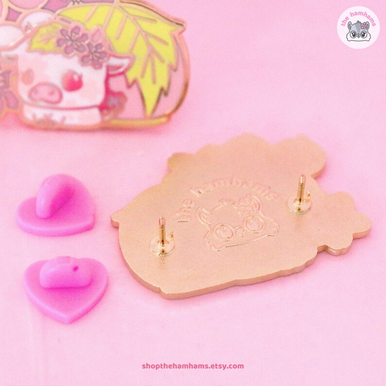 Sakura Mochi Cherry Blossom Cow Kawaii Cute Enamel Pin, Kawaiicore ...