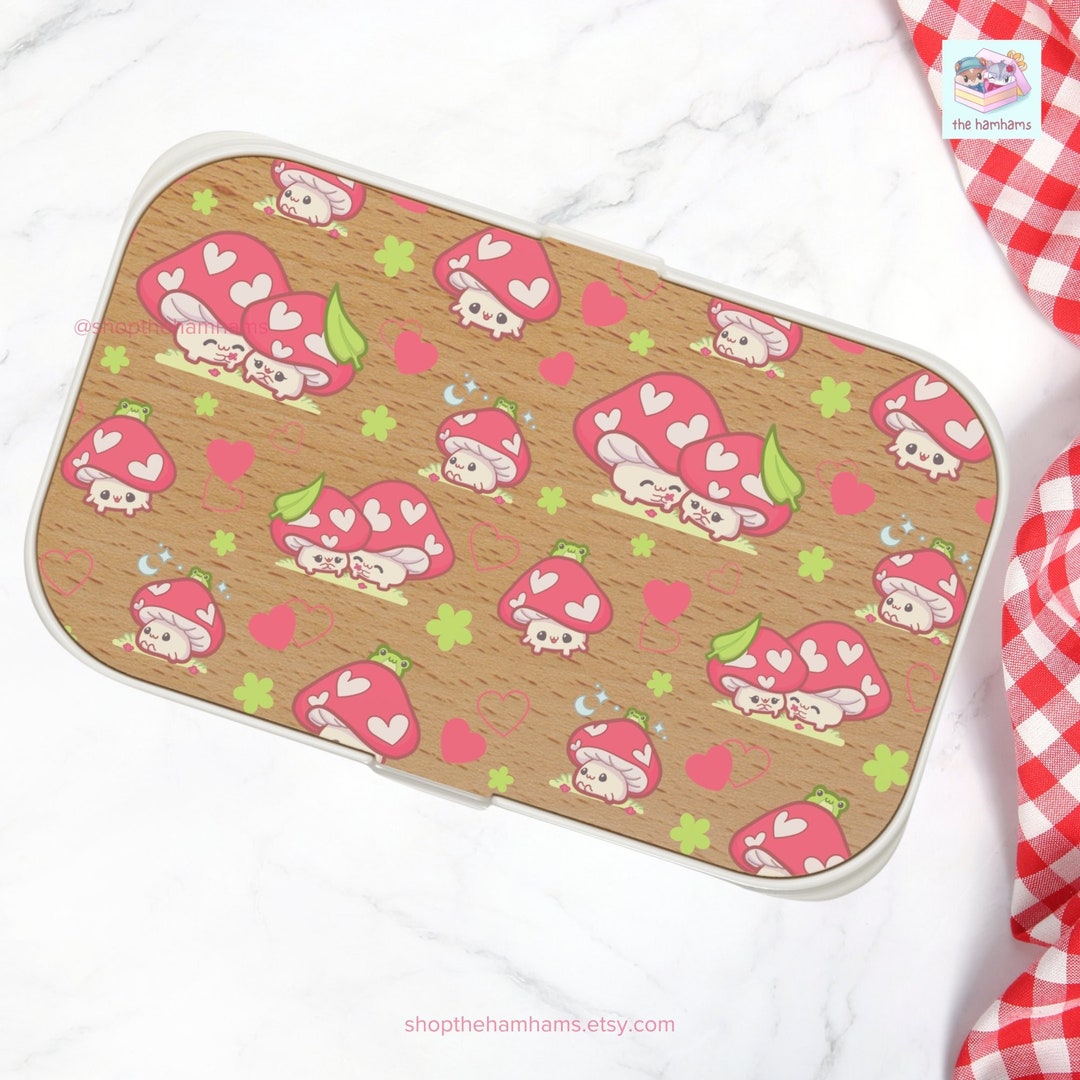Bento Box for Adults Kawaii Mushroom & Frog Friends, Wood Bento Box ...