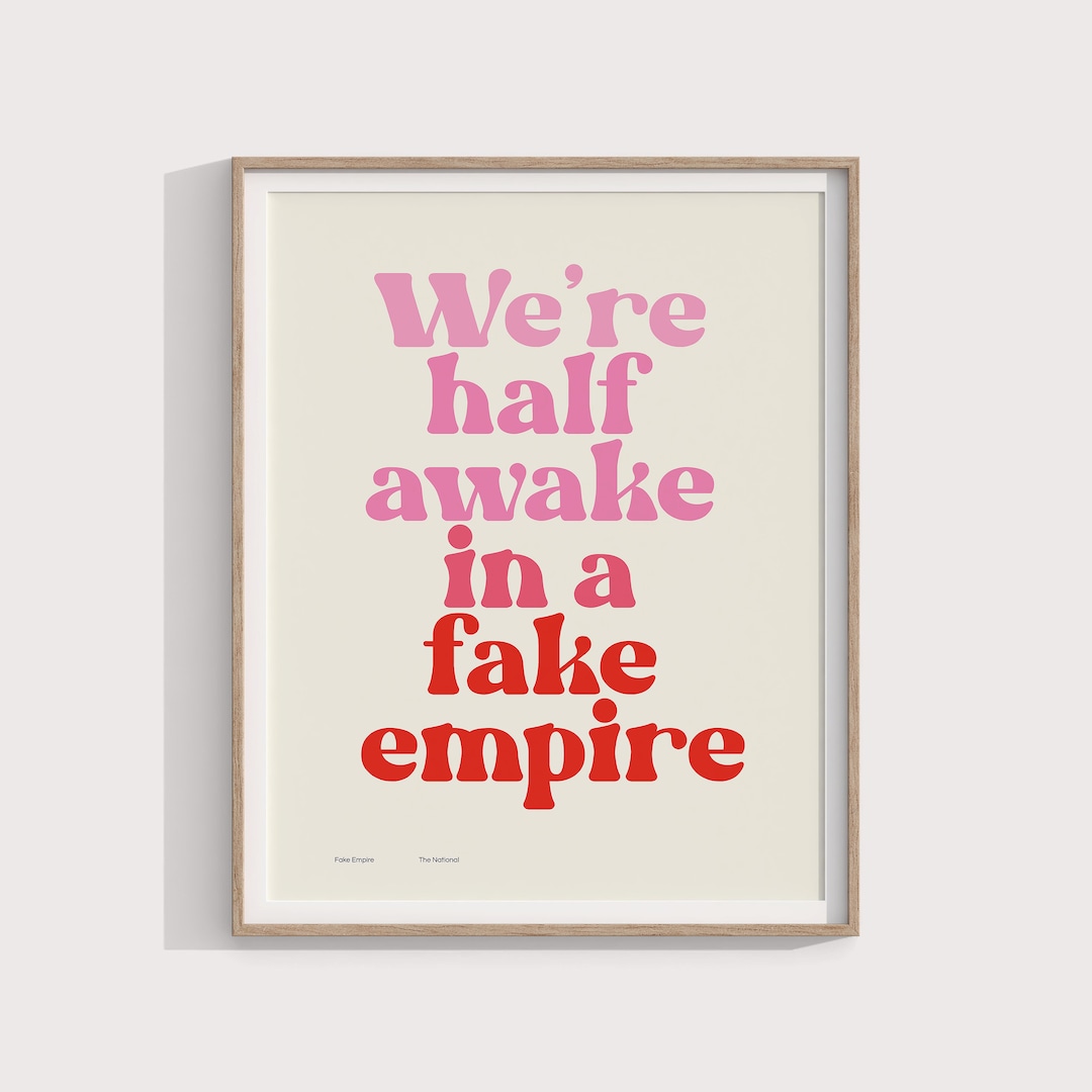 The National Fake Empire Fake Empire Lyrics Print Music Print A4 A3 A2 ...