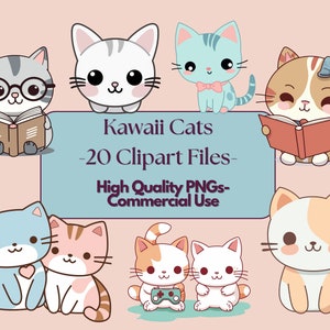 Kawaii Cats Digital Stickers, Clipart for Stickers, Cute Cat Icons, Cat ...