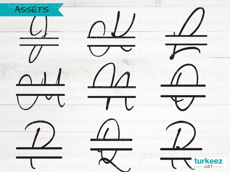 Split Monogram Alphabet SVG, DXF, PNG, Abc Bundle, 26 Assets, Split ...