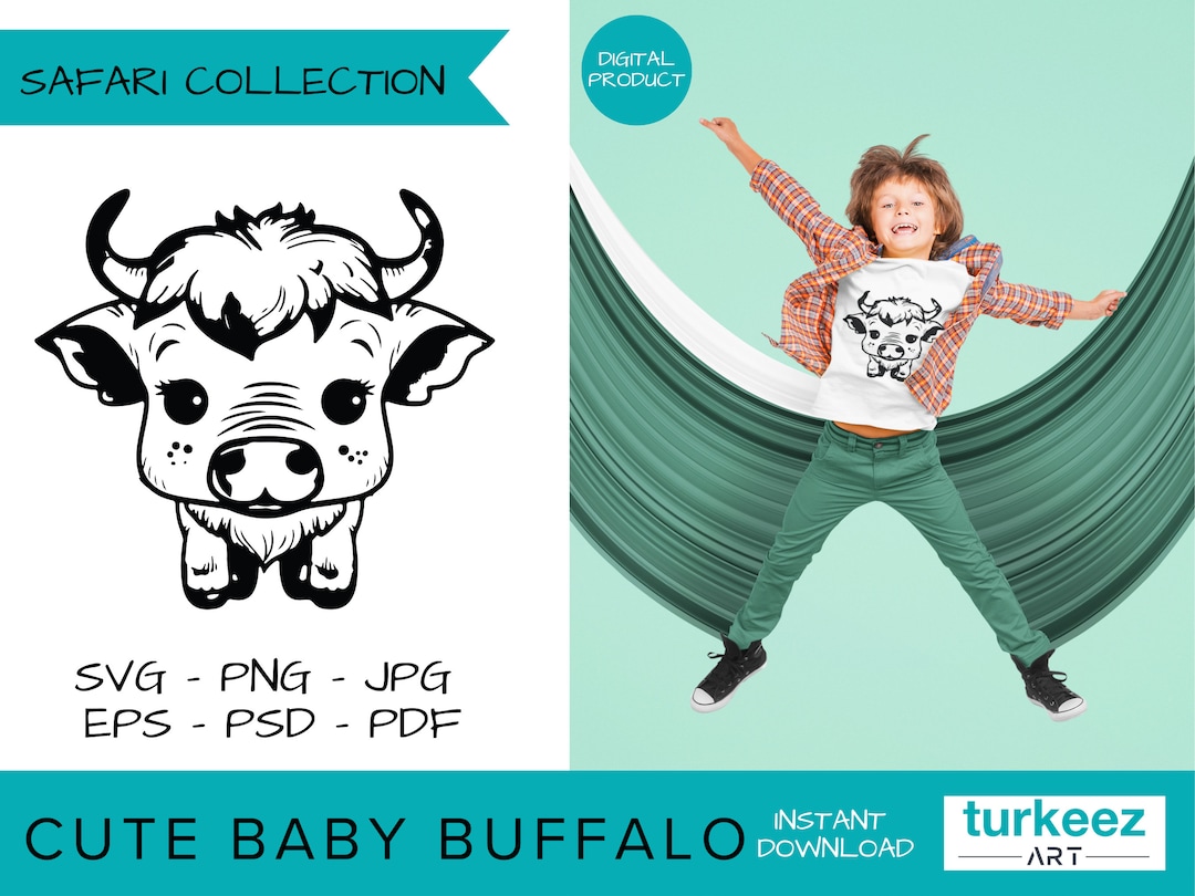 Cute Baby Buffalo, Baby Buffalo SVG, Cute Buffalo Png, Cute Buffalo SVG ...