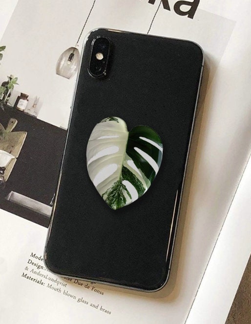 Plant Leaf Pop Socket Phone Holder Variegated Monstera - Etsy