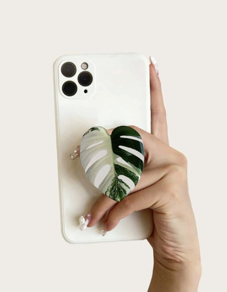 Plant Leaf Pop Socket Phone Holder Variegated Monstera - Etsy
