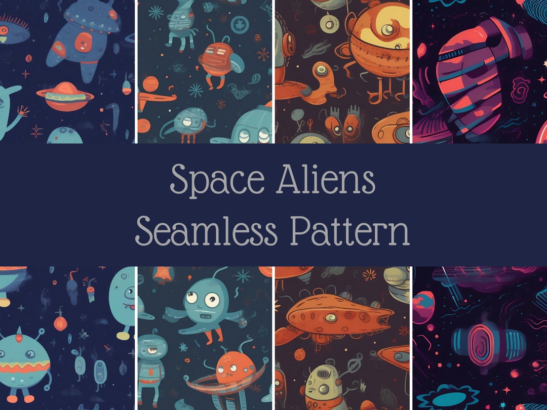 4 Space Aliens Seamless Digital Pattern for Kids - Etsy