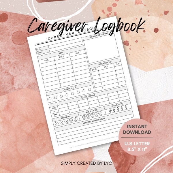 Caregiver Log - Etsy