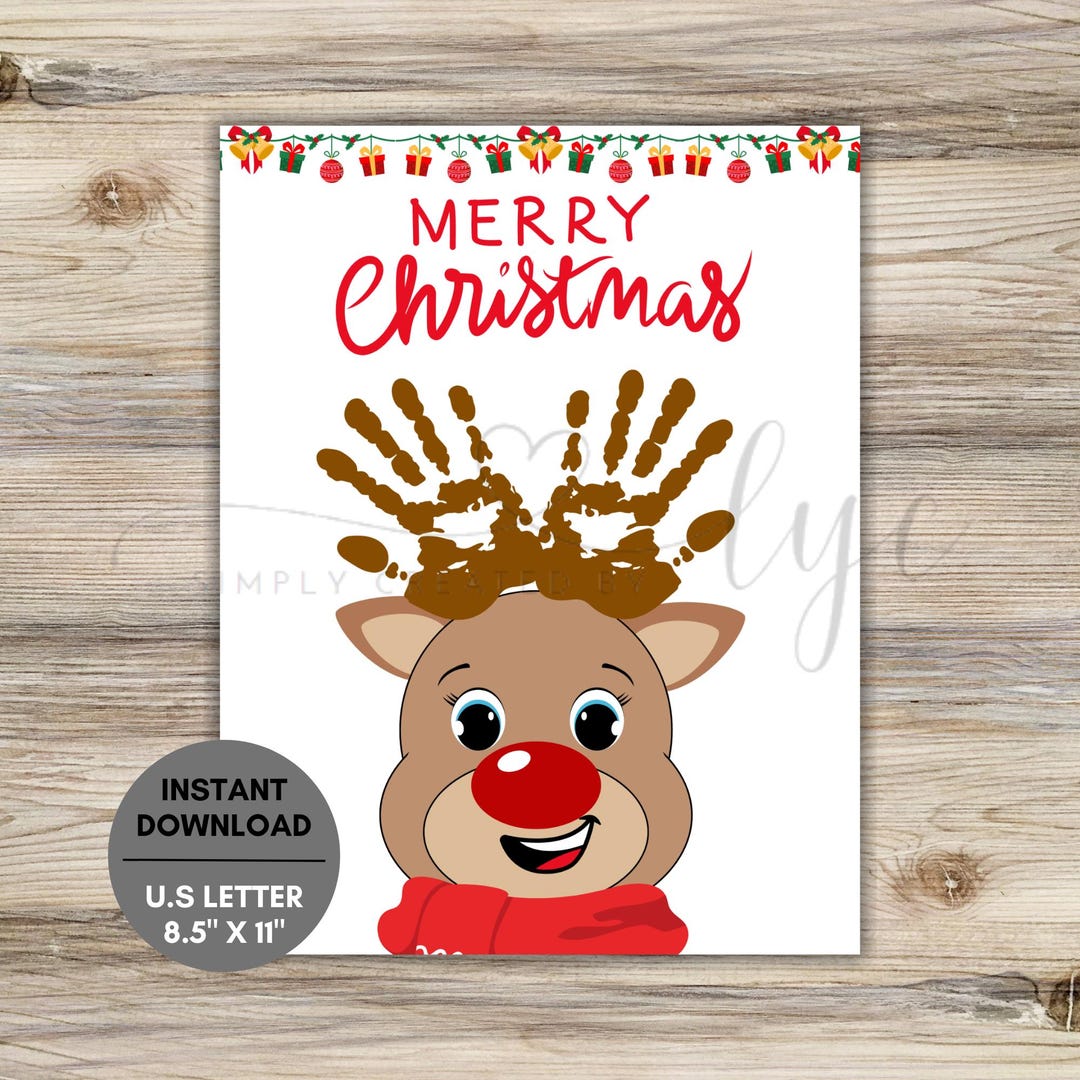 Reindeer Handprint Craft for Kids, Handprint Art, Finger Paint Craft ...